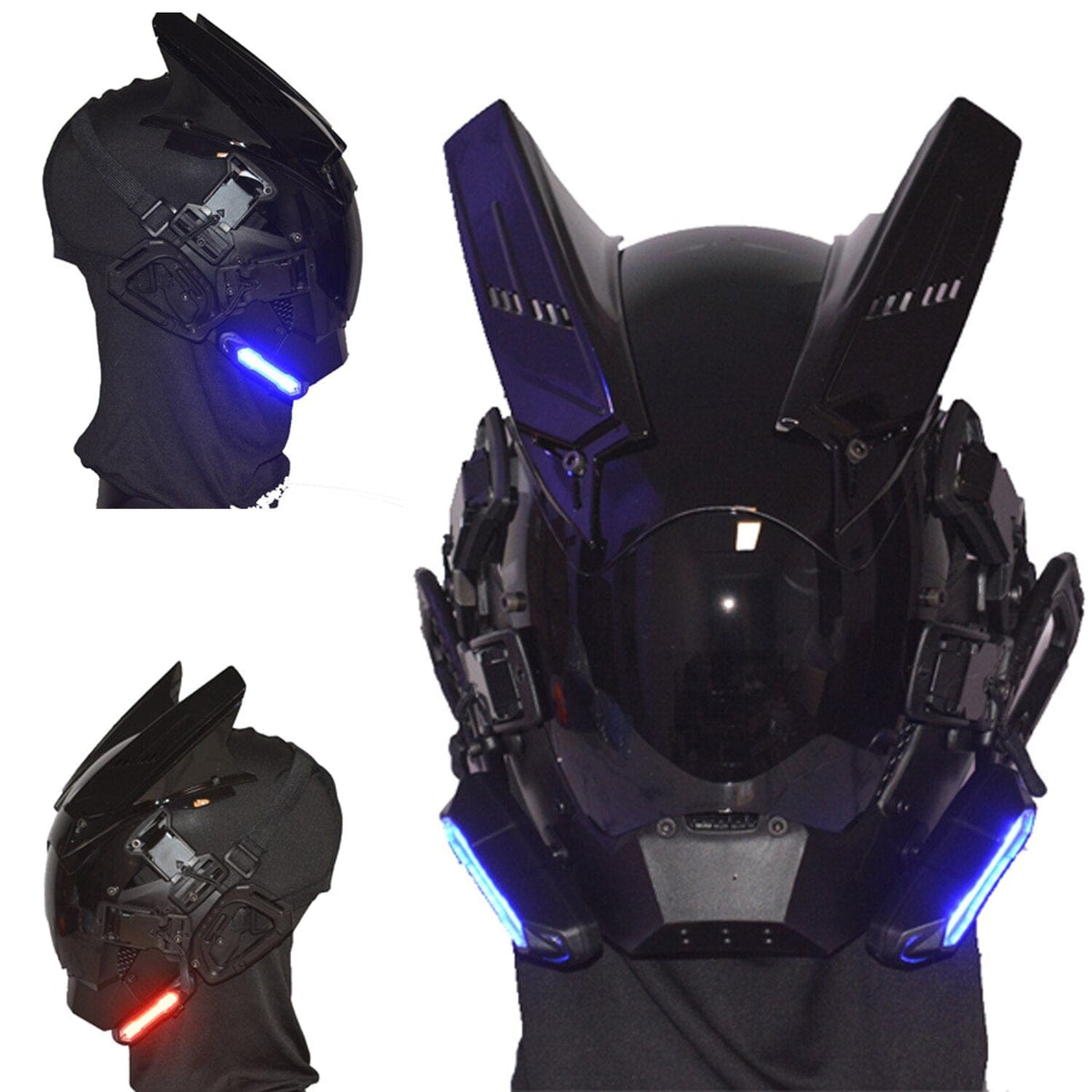 Cyberpunk Hellboy Black Samurai Cosplay Helmet With Led – WonderKidz Gifts