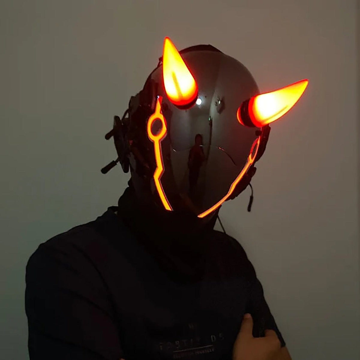 Get the Red OX Horn Hellboy LED Cosplay Mask Helmet - Perfect for ...